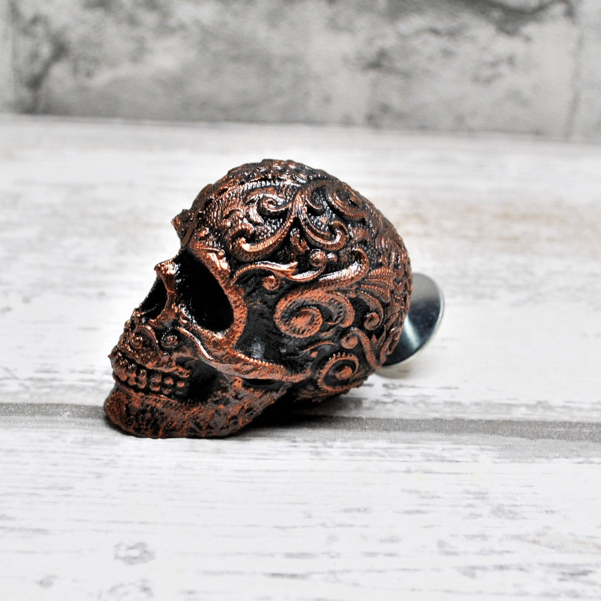 Copper Scroll Skull Door Knobs, Resin Kitchen Door Knobs – JJB Castings